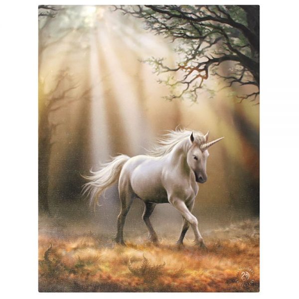 19CM X 25CM SMALL GLIMPSE UNICORN CANVAS PICTURE BY ANNE STOKES ...
